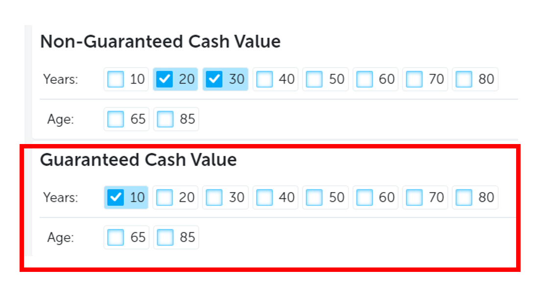 Added Guaranteed and Non-Guaranteed Cash Value options (Dec. 2019 ...